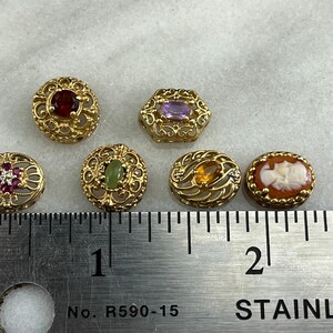 10k Gold Slide Charms for Bracelet Vintage Gemstone Slides, Diamond ...