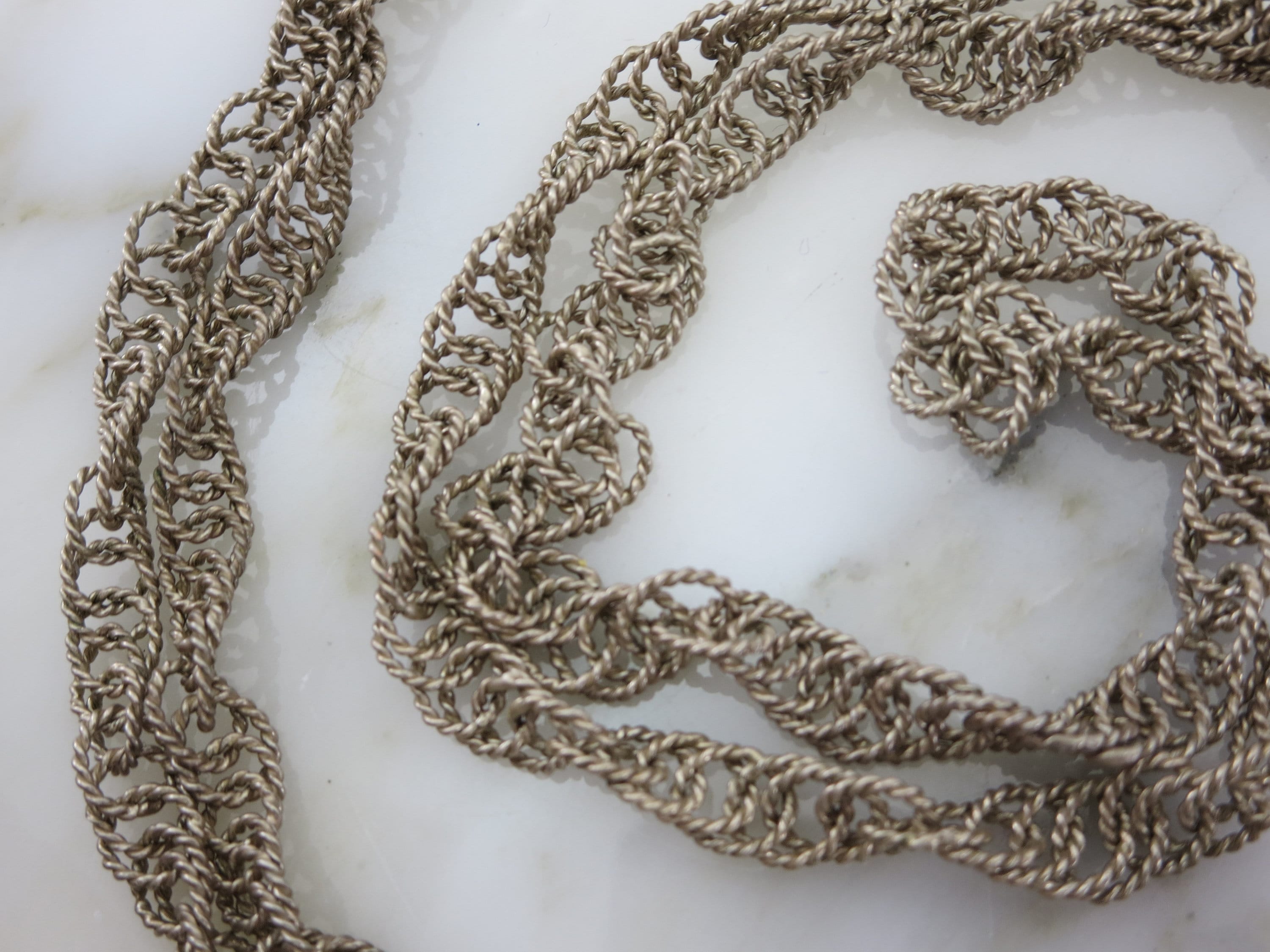 Mexican Wedding Necklace Twisted Silver Rope Chain Long | Etsy