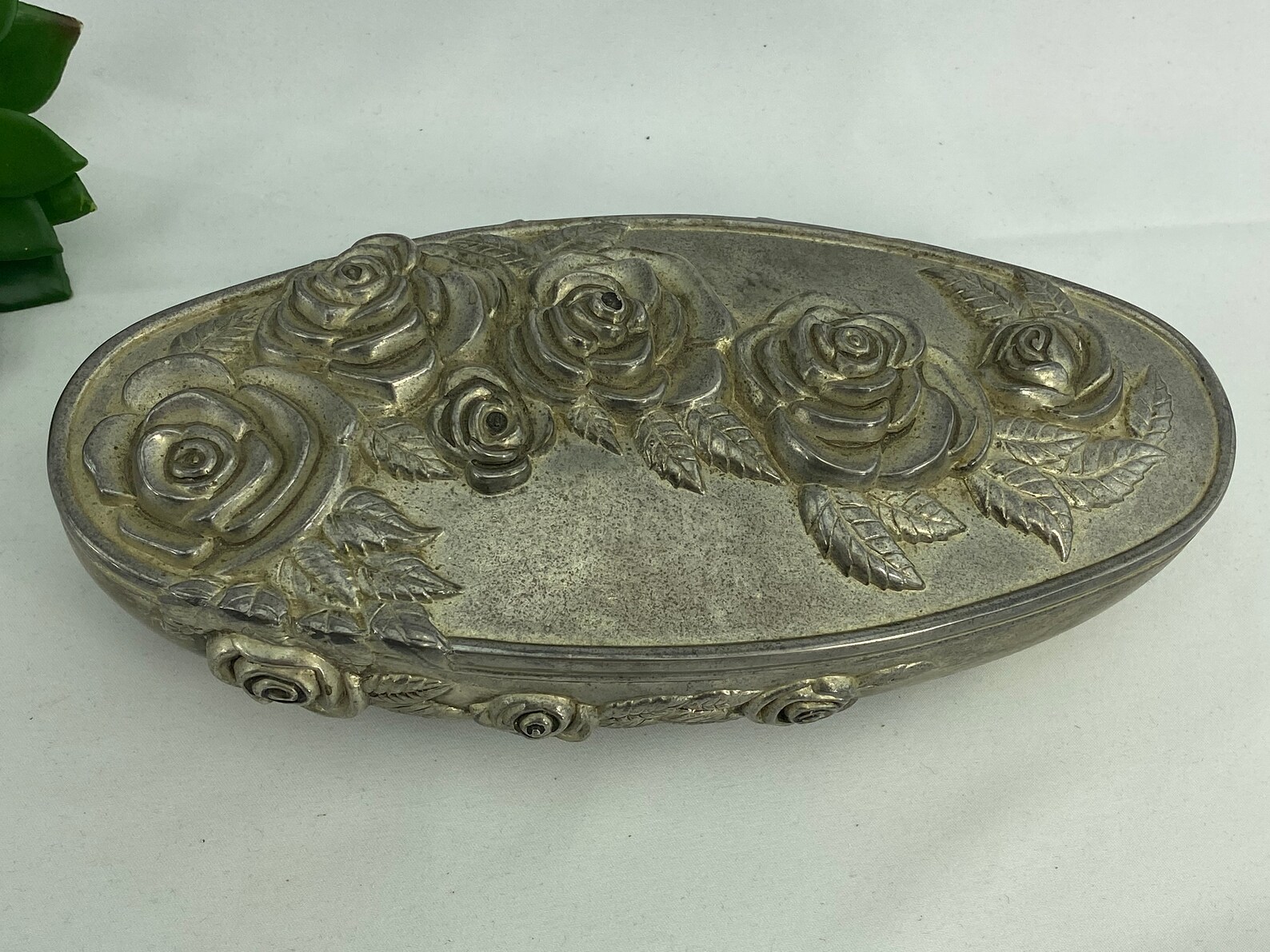 Rose Floral Trinket Box Metal Jewelry Box in Silver Finish | Etsy