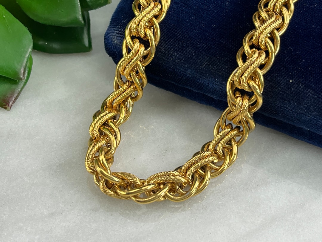 Napier Gold Chain Necklace - Chunky Thick Vintage Costume Jewelry Rope ...