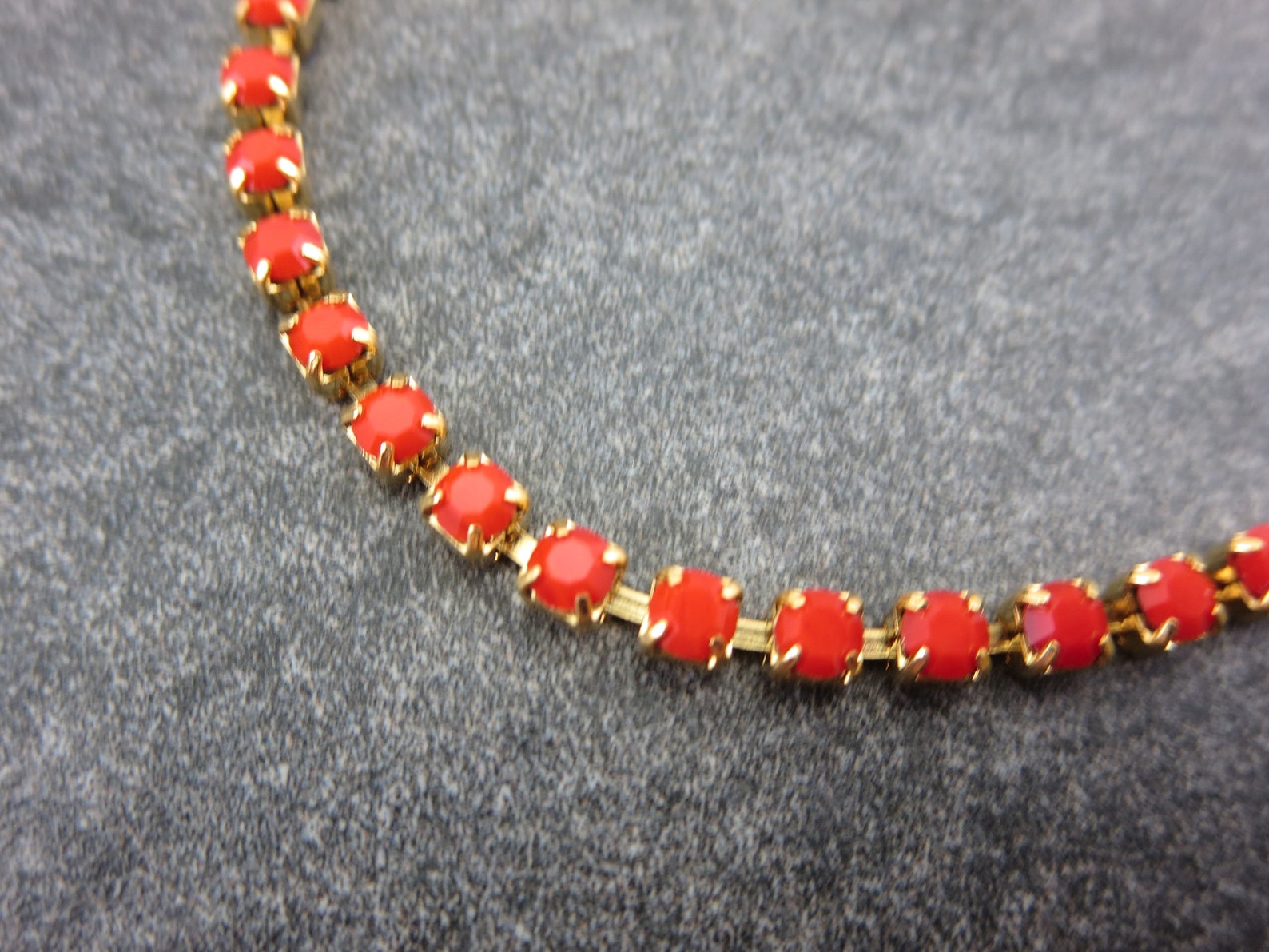 Red Rhinestone Bracelet Costume Jewelry Single Strand - Etsy