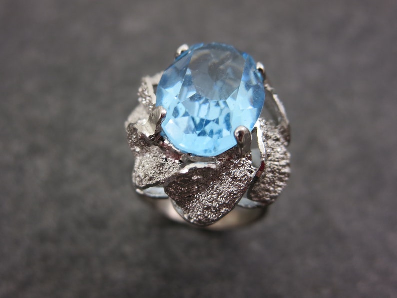 Aqua Blue Stone Statement Ring Sterling Silver Vintage Rings | Etsy