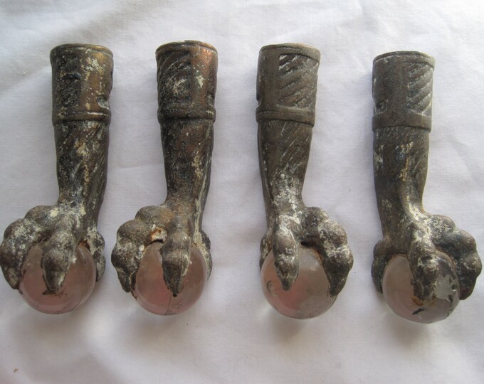 Antique Claw Foot Set - Claw and Ball Glass Feet - Set of Four - Etsy