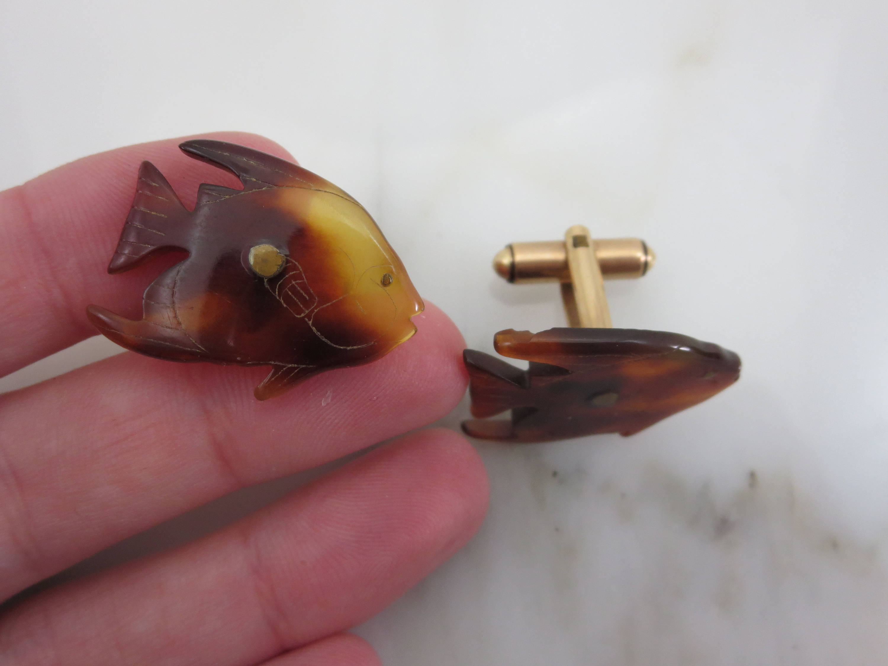 Vintage Fish Cufflinks 12k Gold Fill Mid Century Carved | Etsy