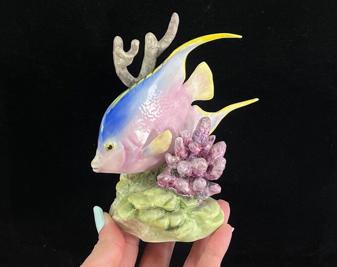 Royal Worcester Fish Figurine - Blue Angel Fish With Coral 3574, R. Van ...