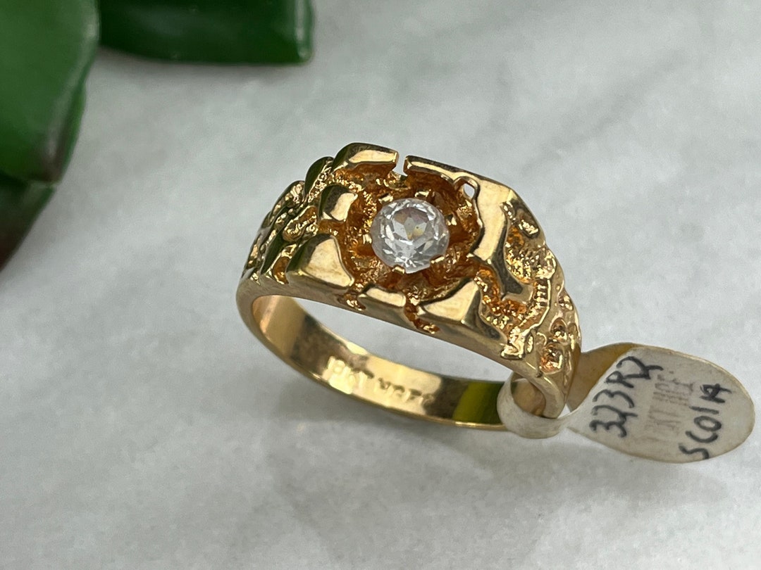 Mens Jewelry Gold Nugget Ring - Old Stock, 18k Gold Plated and Fake ...
