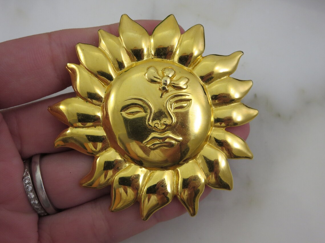 Vintage MMA Gold Sun Brooch MMA Jewelry Gold Tone | Etsy
