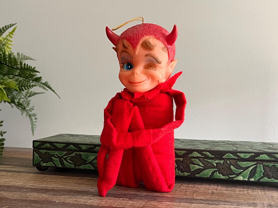 Red Winking Devil Knee Hugger Shelf Sitter Doll - Vintage Pixie Valentine 1960s Kamar - Etsy