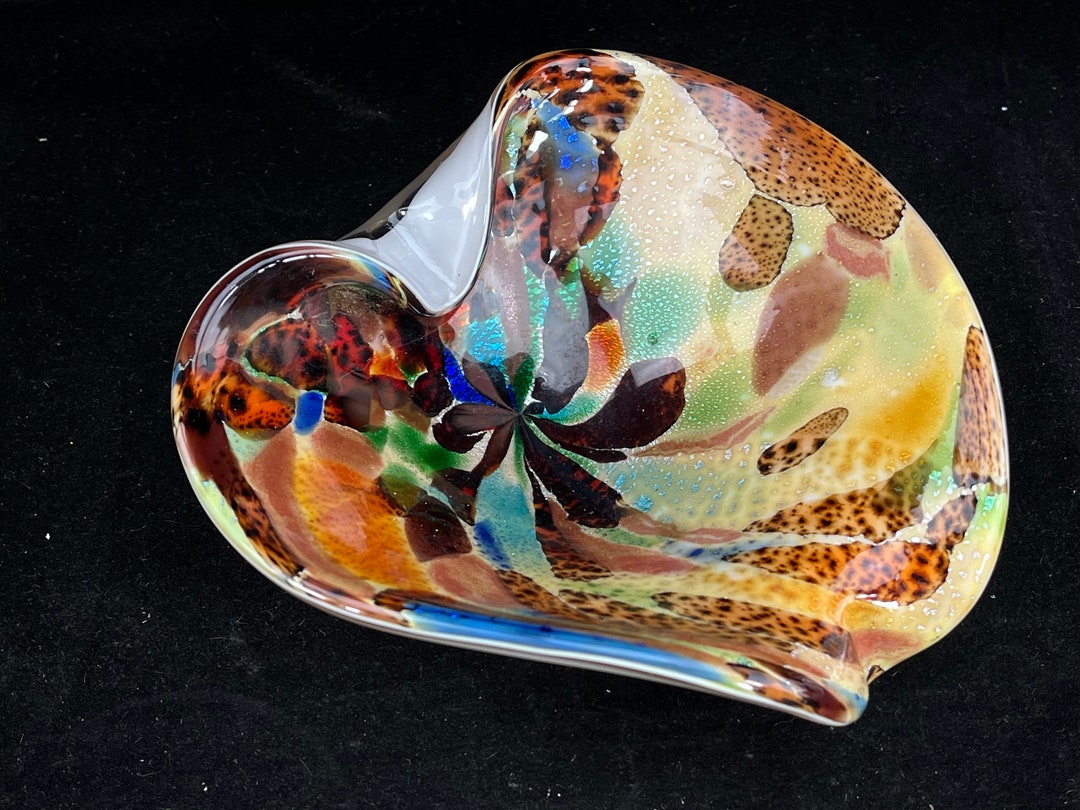 Vintage Murano Tutti Frutti Glass Bowl - Silver Flake, AVEM Dino ...
