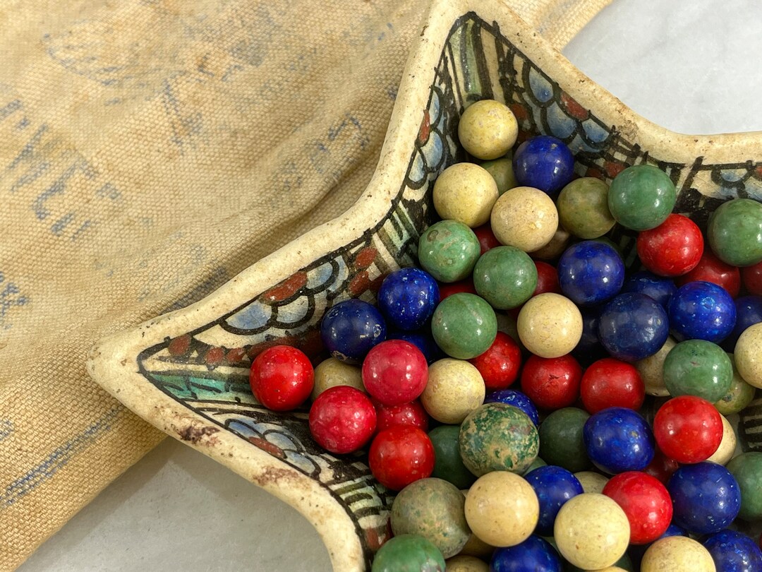 Antique Clay Marbles - Civil War Era, Red White Blue and Green - Etsy
