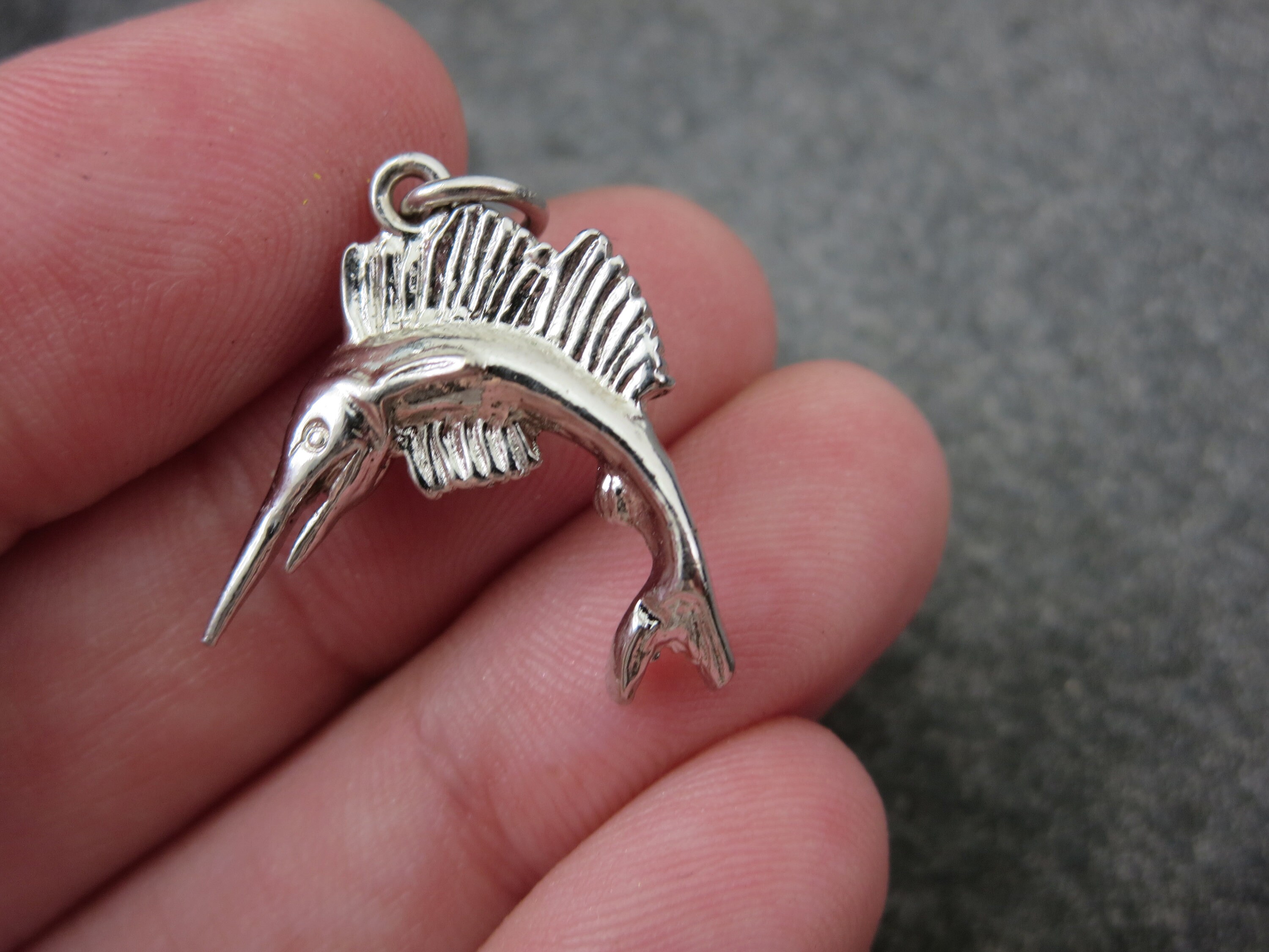 Sterling Silver Fish Charm Swordfish or Marlin Vintage | Etsy