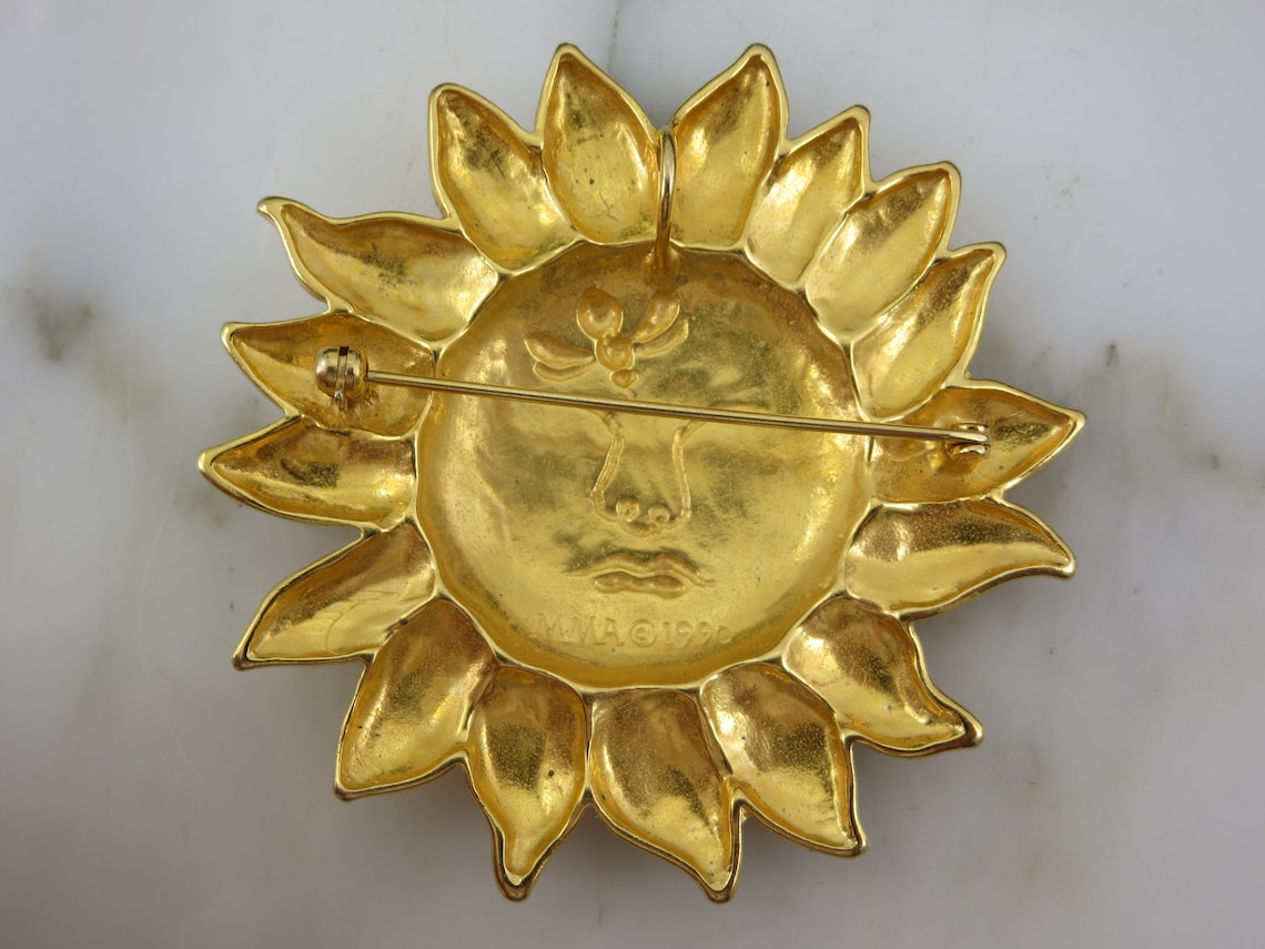 Vintage MMA Gold Sun Brooch MMA Jewelry Gold Tone | Etsy