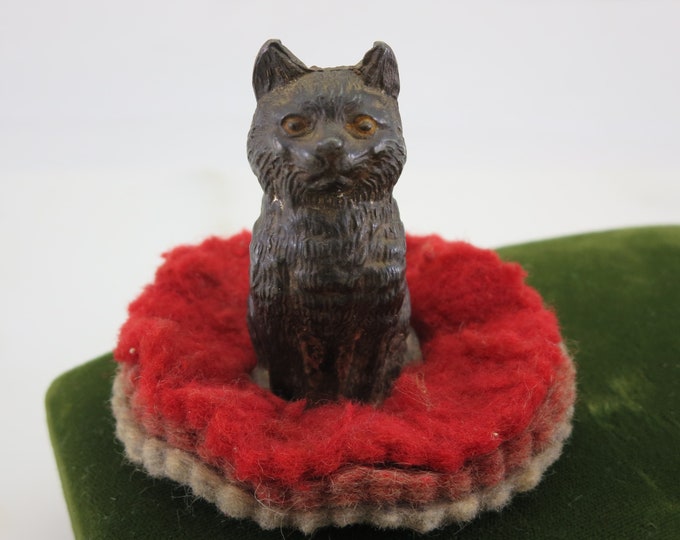 Antique Victorian Cat Pen Wipe – Cast Metal & Felt Figurine – Desk ...