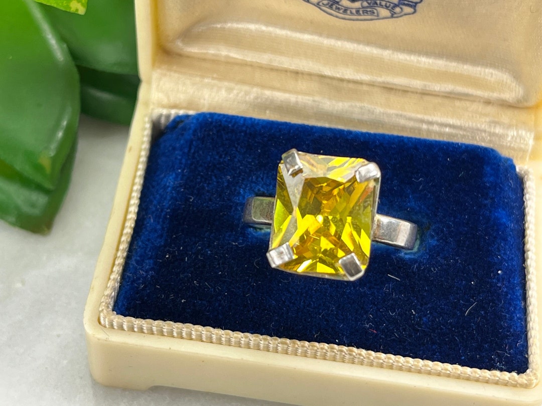 Vintage Rings for Women - Yellow CZ in Sterling Silver Modern ...