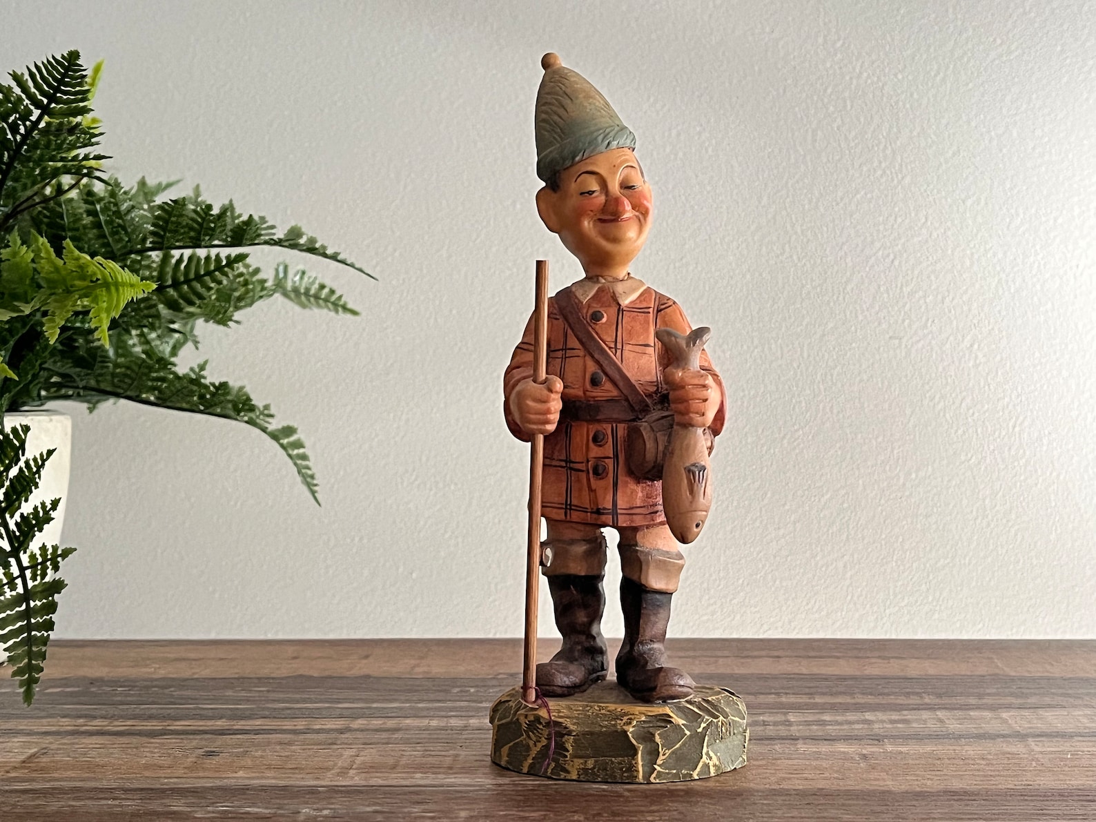 Carved Wood Figurine - Angler Fisherman Folk Art Anri - Etsy