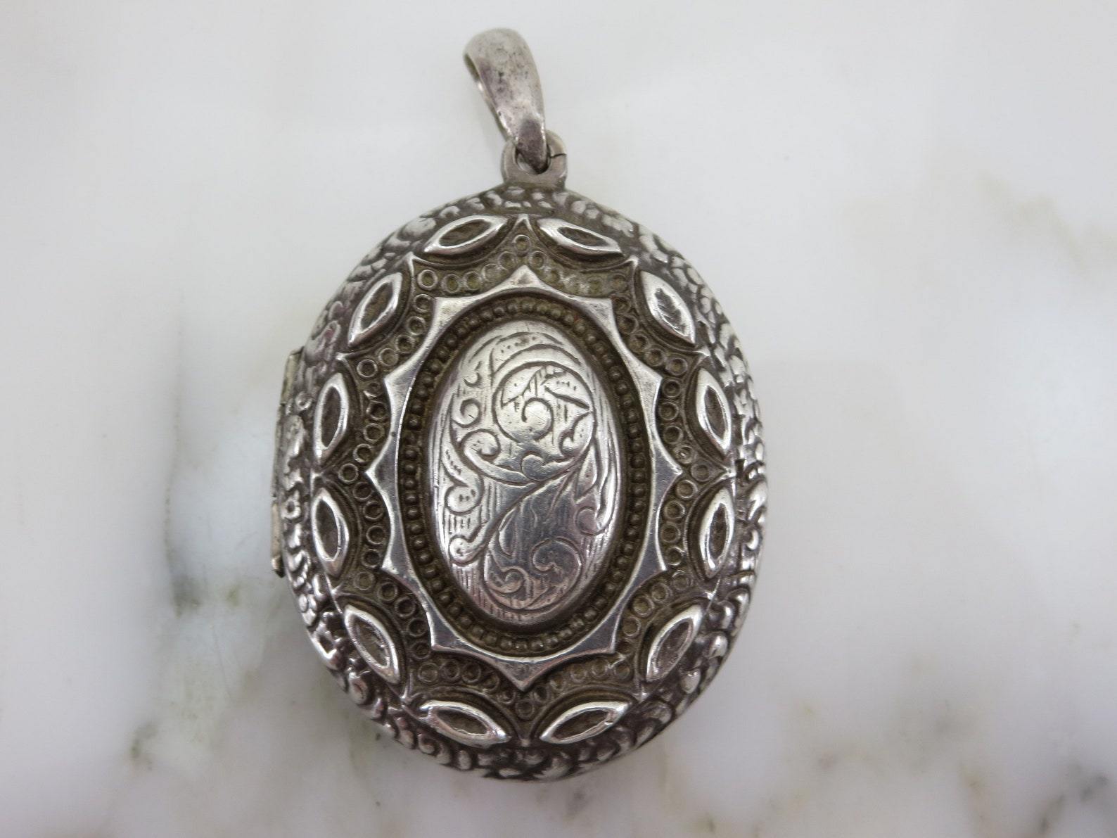 Antique Silver Locket Sterling Silver, Secret Message Inside, Edwardian ...