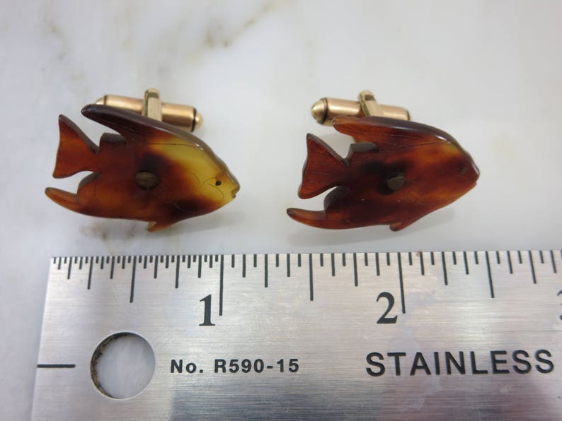 Vintage Fish Cufflinks 12k Gold Fill Mid Century Carved - Etsy