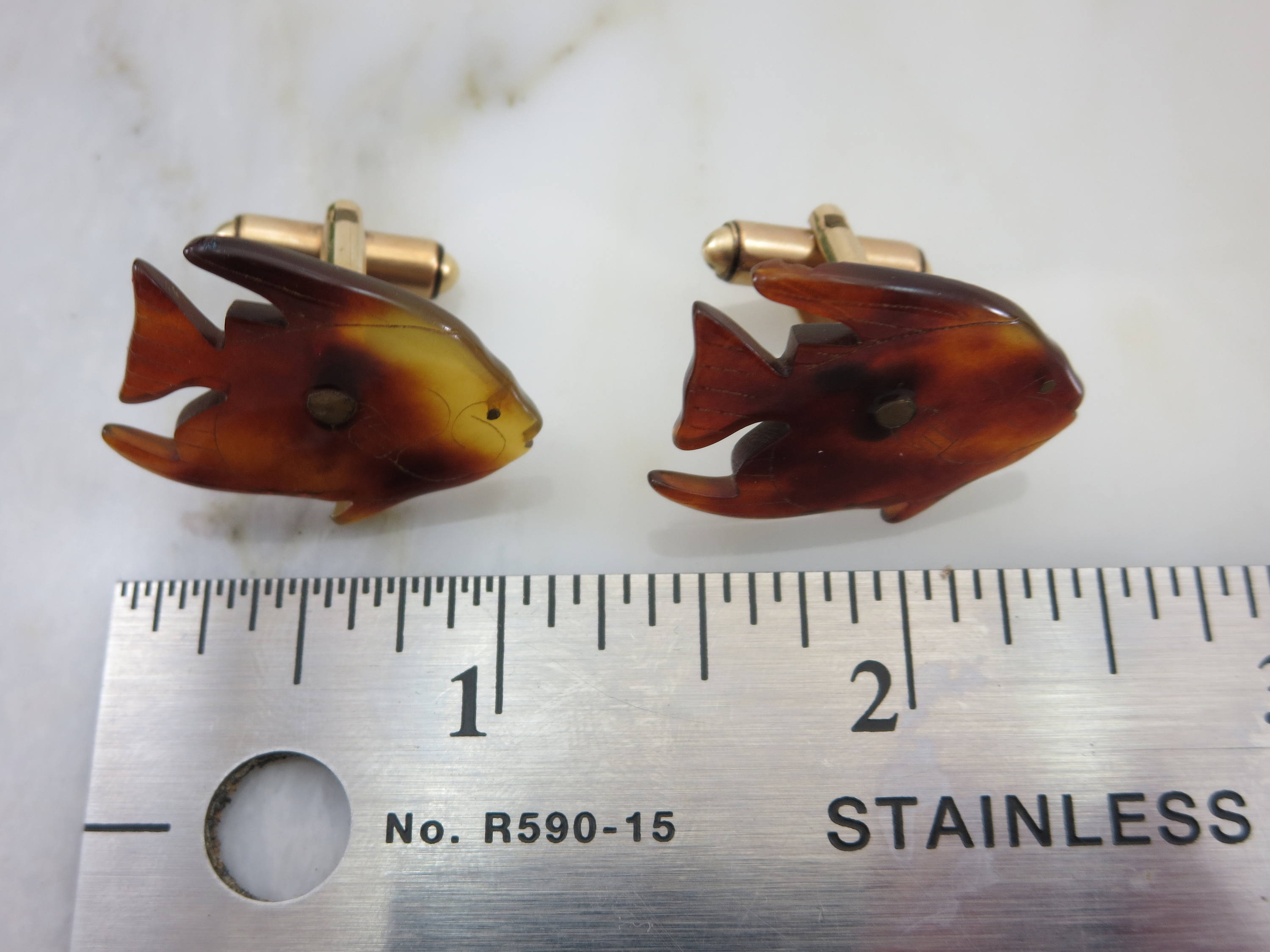 Vintage Fish Cufflinks 12k Gold Fill Mid Century Carved | Etsy