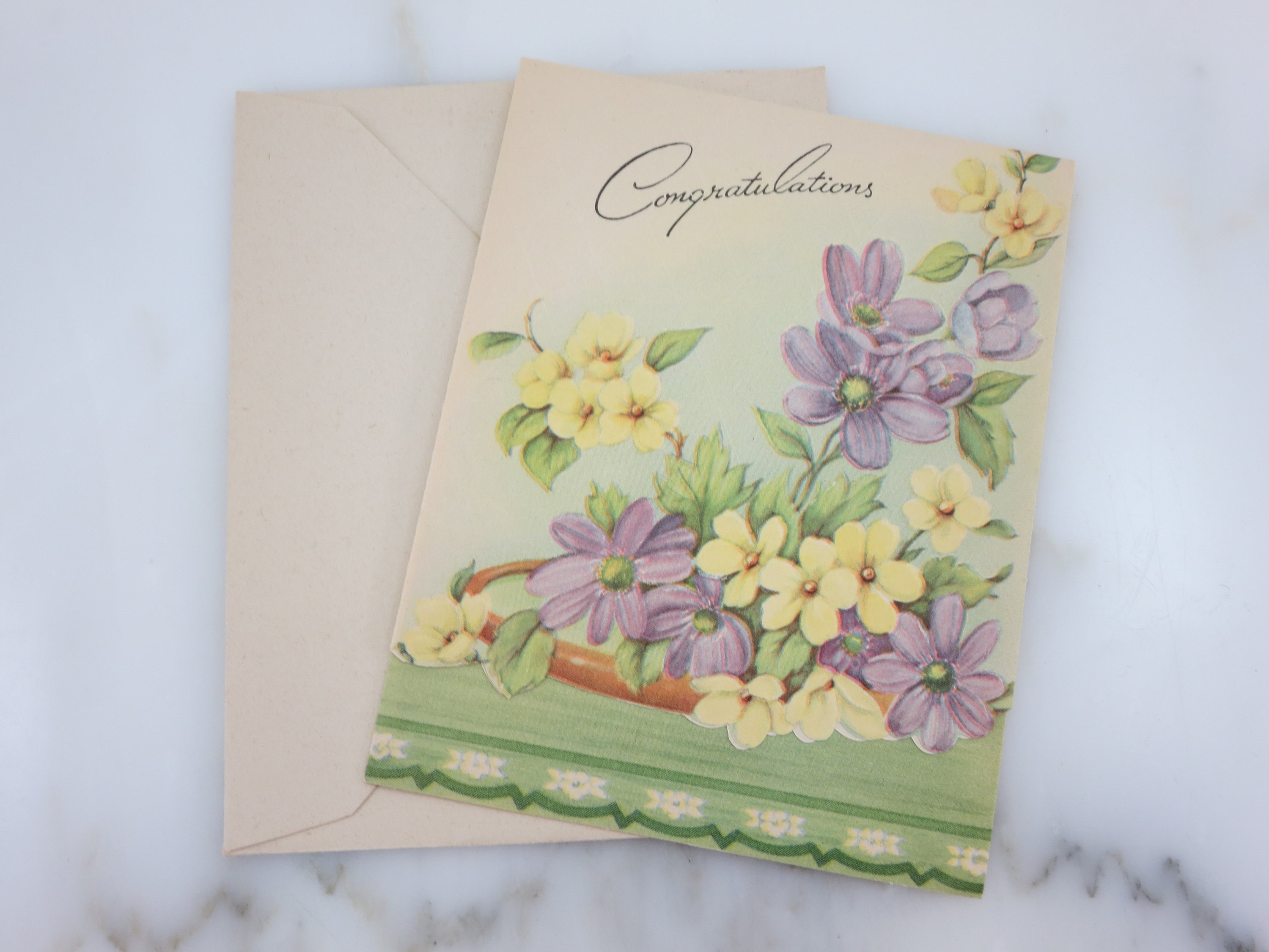 Vintage Greeting Card Congratulations Wedding Shower Baby | Etsy