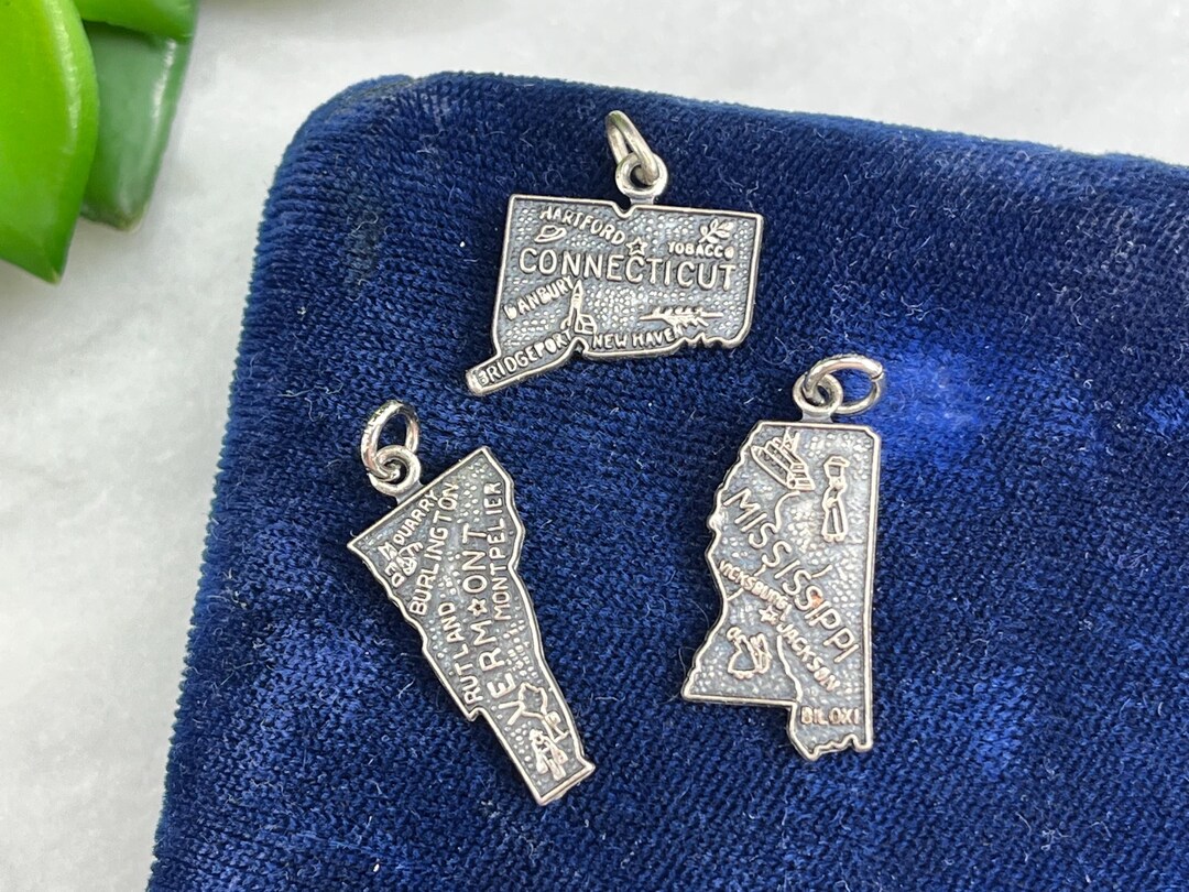 Sterling Silver Souvenir State Charm - Map Travel Charms for Bracelet ...
