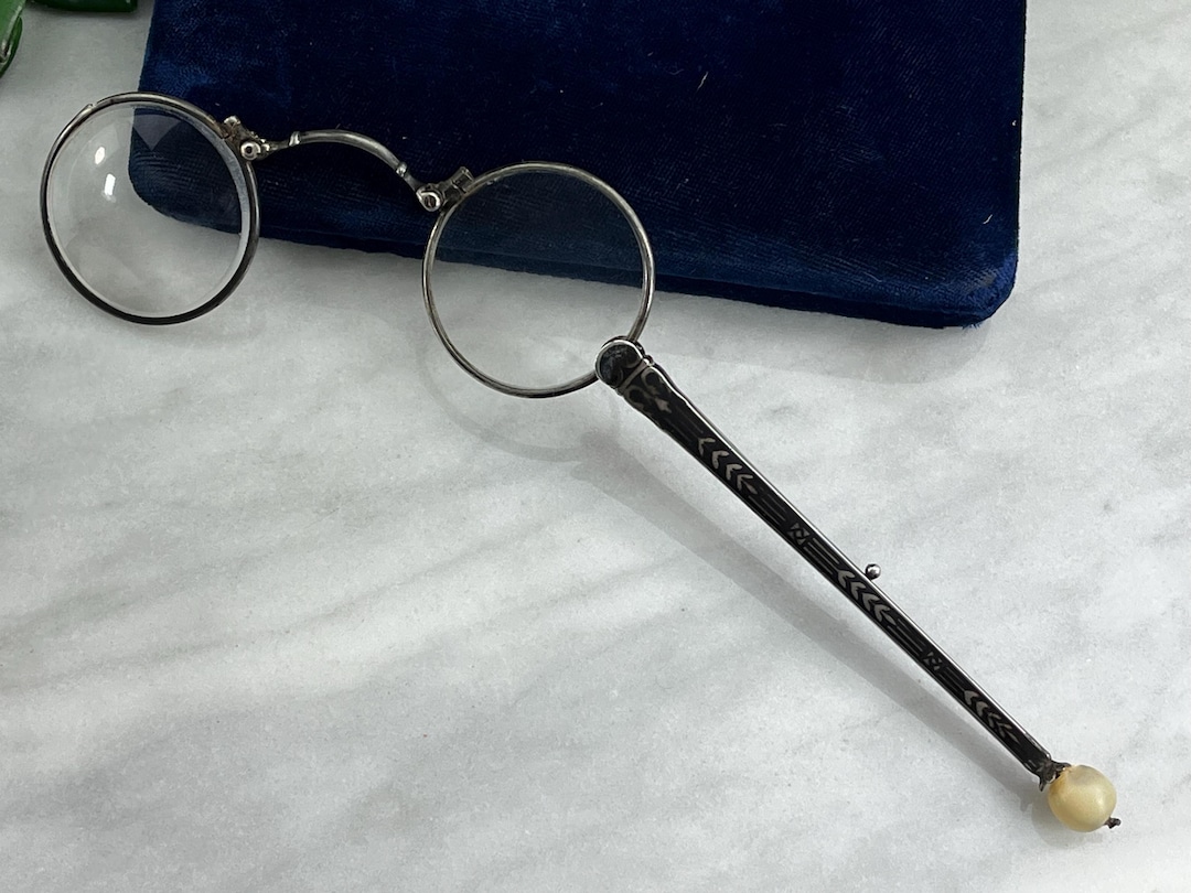 900 Silver Lorgnette - Folding Eye Glasses With Mother of Pearl - Etsy