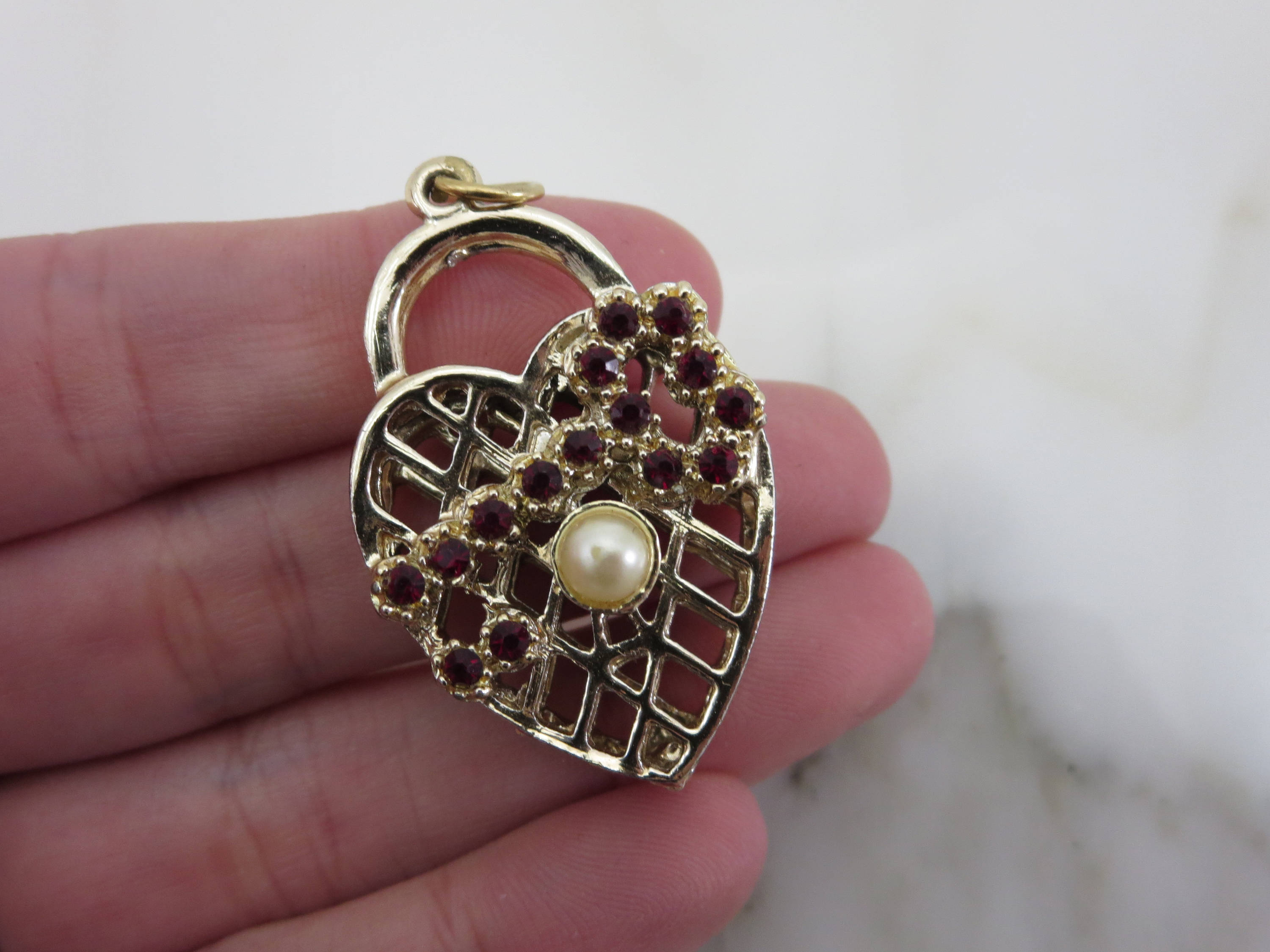 Vintage Heart Lock Pendant Heart Padlock Charm with | Etsy