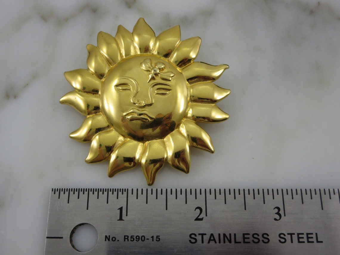Vintage MMA Gold Sun Brooch MMA Jewelry Gold Tone | Etsy