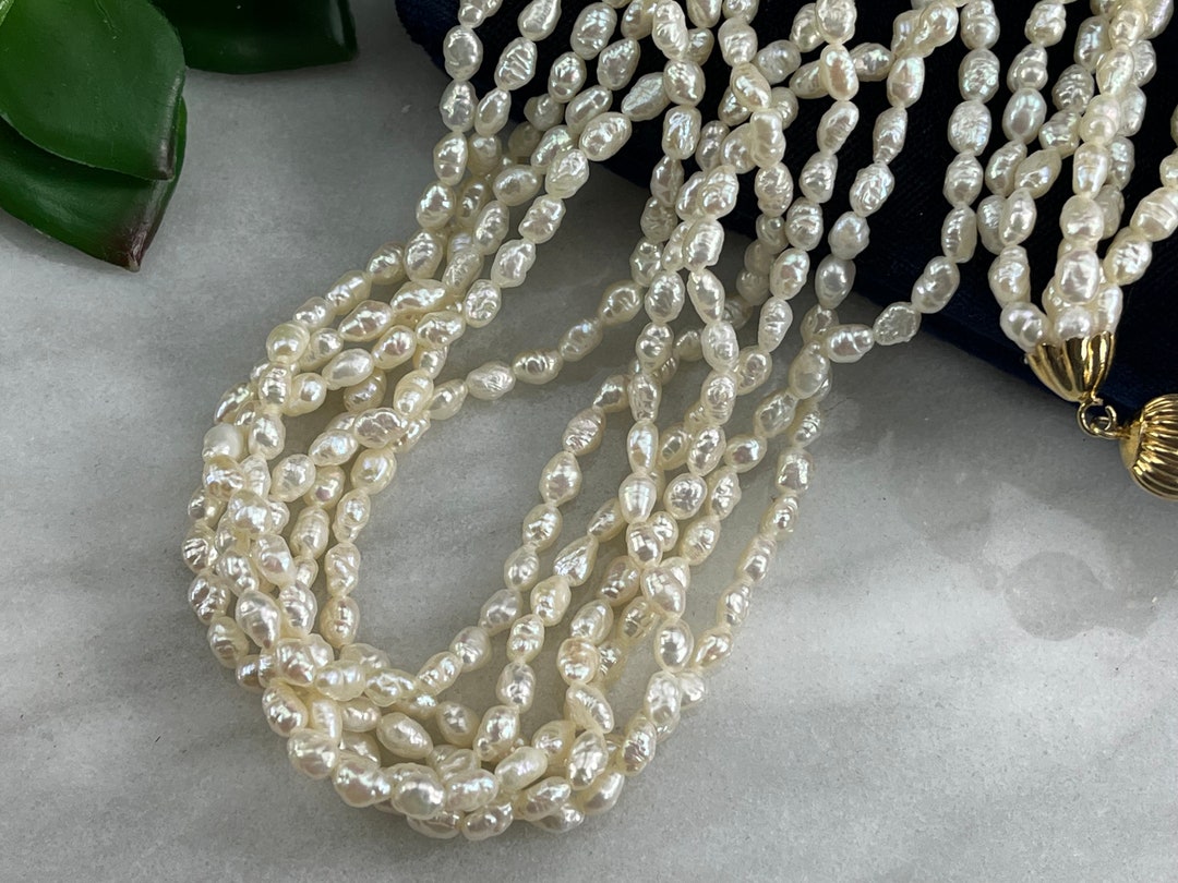 Freshwater Rice Pearl Necklace Gold Tone Clasp, Vintage Necklaces for ... Freshwater Rice Pearl Necklace Gold Tone Clasp, Vintage Necklaces for ...