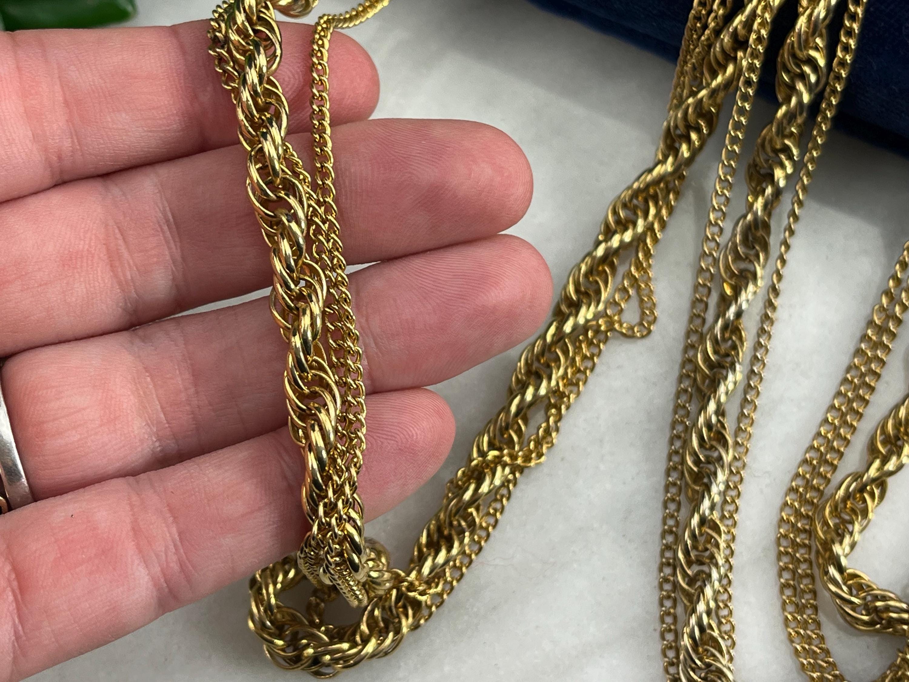 Vintage Long Gold Tone Chain Necklace: Chunky Rope & Multi-strand - Etsy