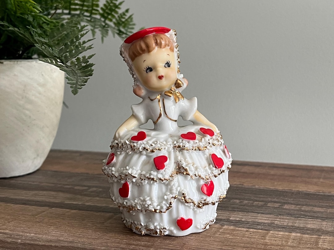 Ceramic Valentine Spaghetti Girl Figurine Bell - Lefton or Napco ...