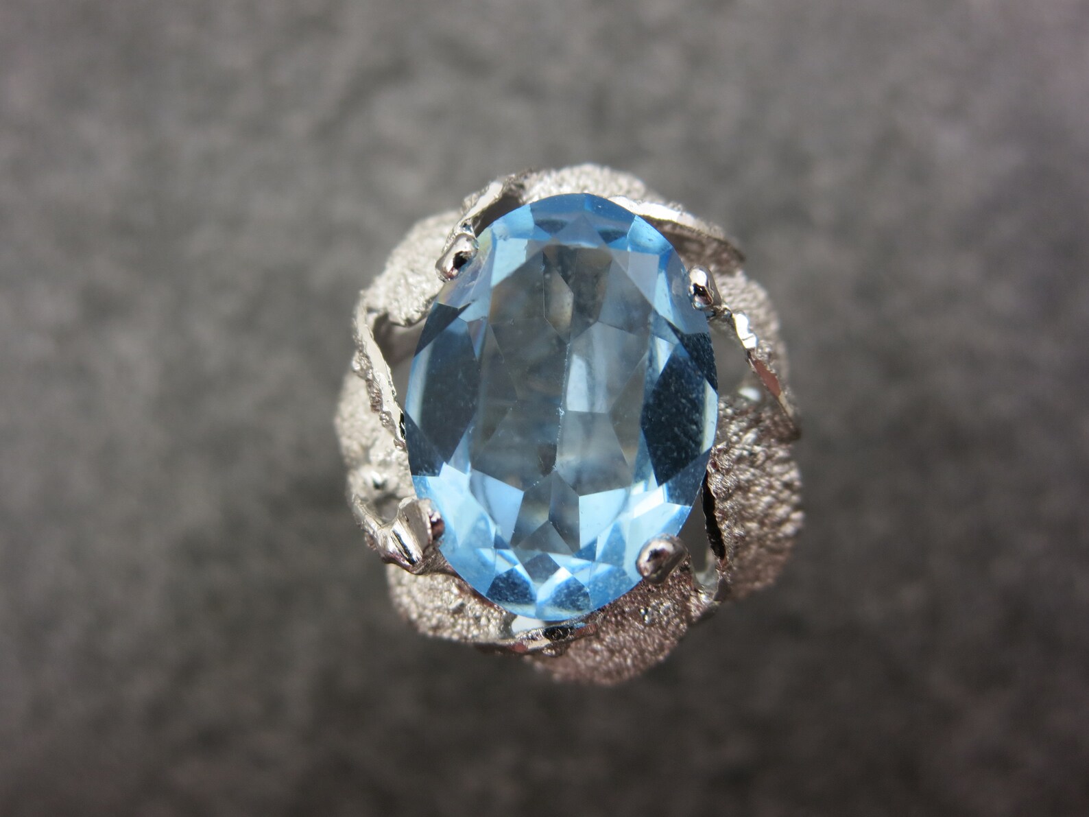 Aqua Blue Stone Statement Ring Sterling Silver Vintage Rings - Etsy