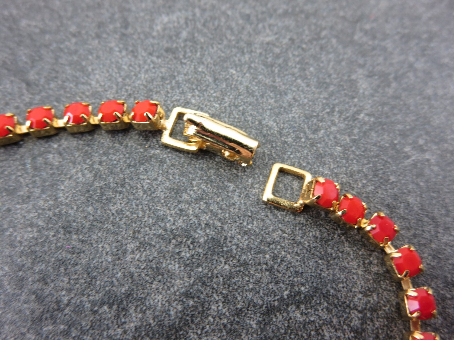 Red Rhinestone Bracelet Costume Jewelry Single Strand - Etsy