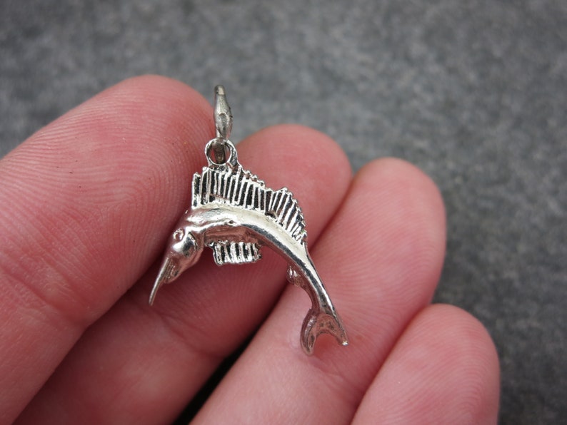 Sterling Silver Fish Charm - Swordfish or Marlin, Vintage Bracelet ...