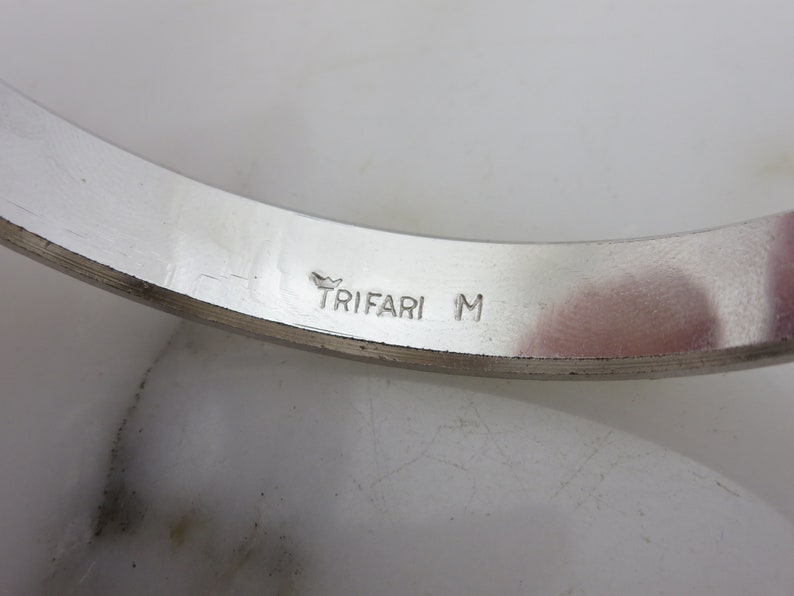 Vintage Chrome / Silver Tone Bangle - Crown Trifari Bracelet - Etsy