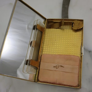 Vintage Jeweled Evans Purse - Silver Compact Purse Art Deco Wristlet ...