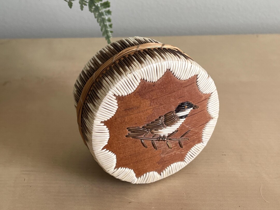 Native American Birch Bark Box - Sweet Grass & Porcupine Quill - Odawa ...