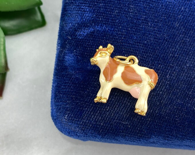 Vintage Enamel Cow Charm - Gold Tone Charm, Joan Rivers Noah's Ark ...