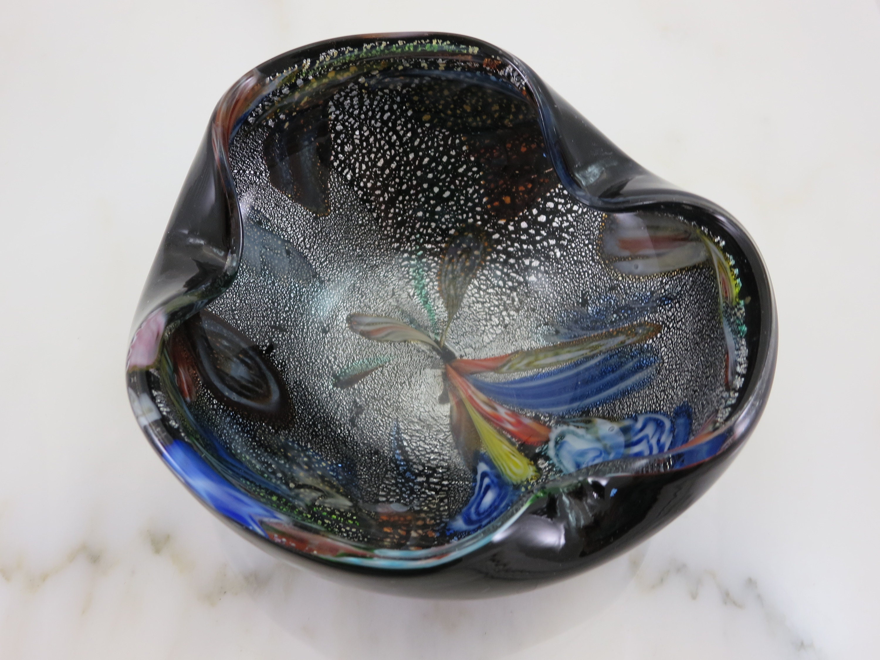 Vintage Murano Glass Bowl Silver Flake Seguso 1950s Mid | Etsy
