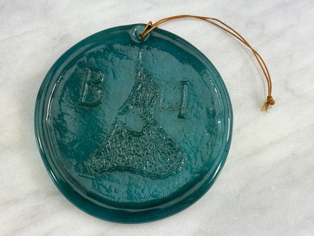Vintage Blue Pressed Glass Block Island RI Sun Catcher – Map Ornament ...
