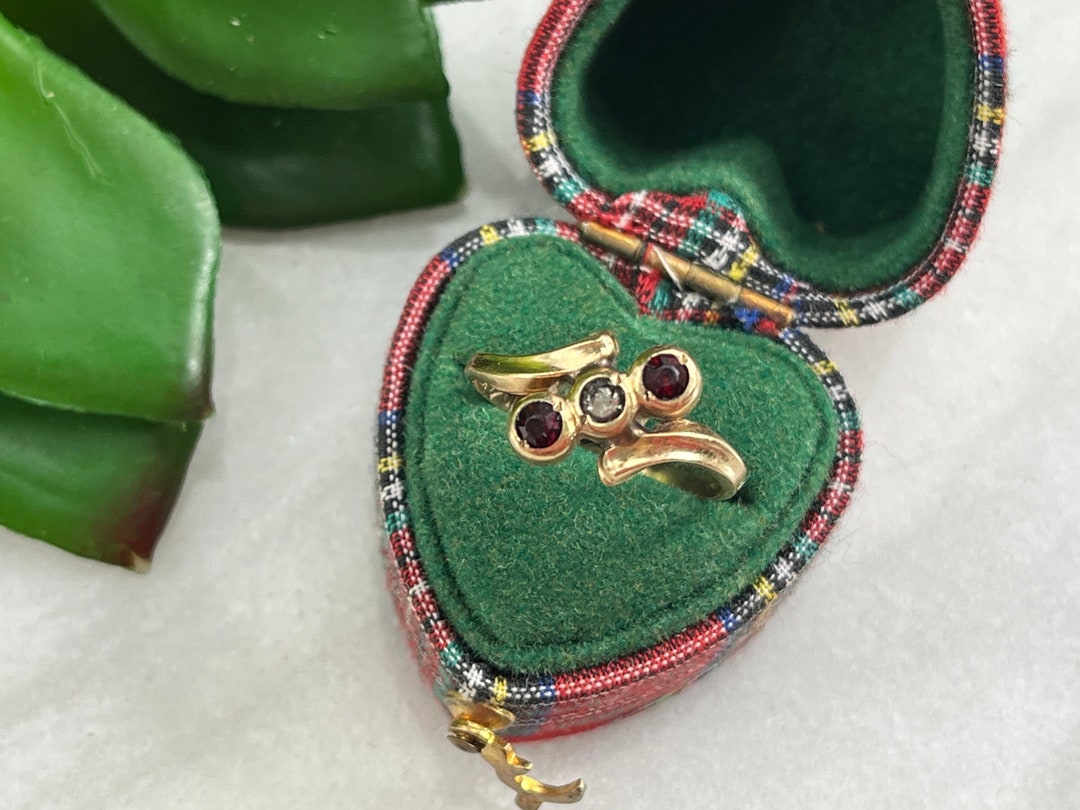 10k Gold Glass Stone Ring - Faux Garnet Stone, 10k Gold Jewelry Vintage ...