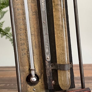Antique Weather Station Storm Glass and Thermometer, Payson's ...