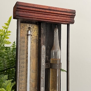 Antique Weather Station Storm Glass and Thermometer, Payson's ...