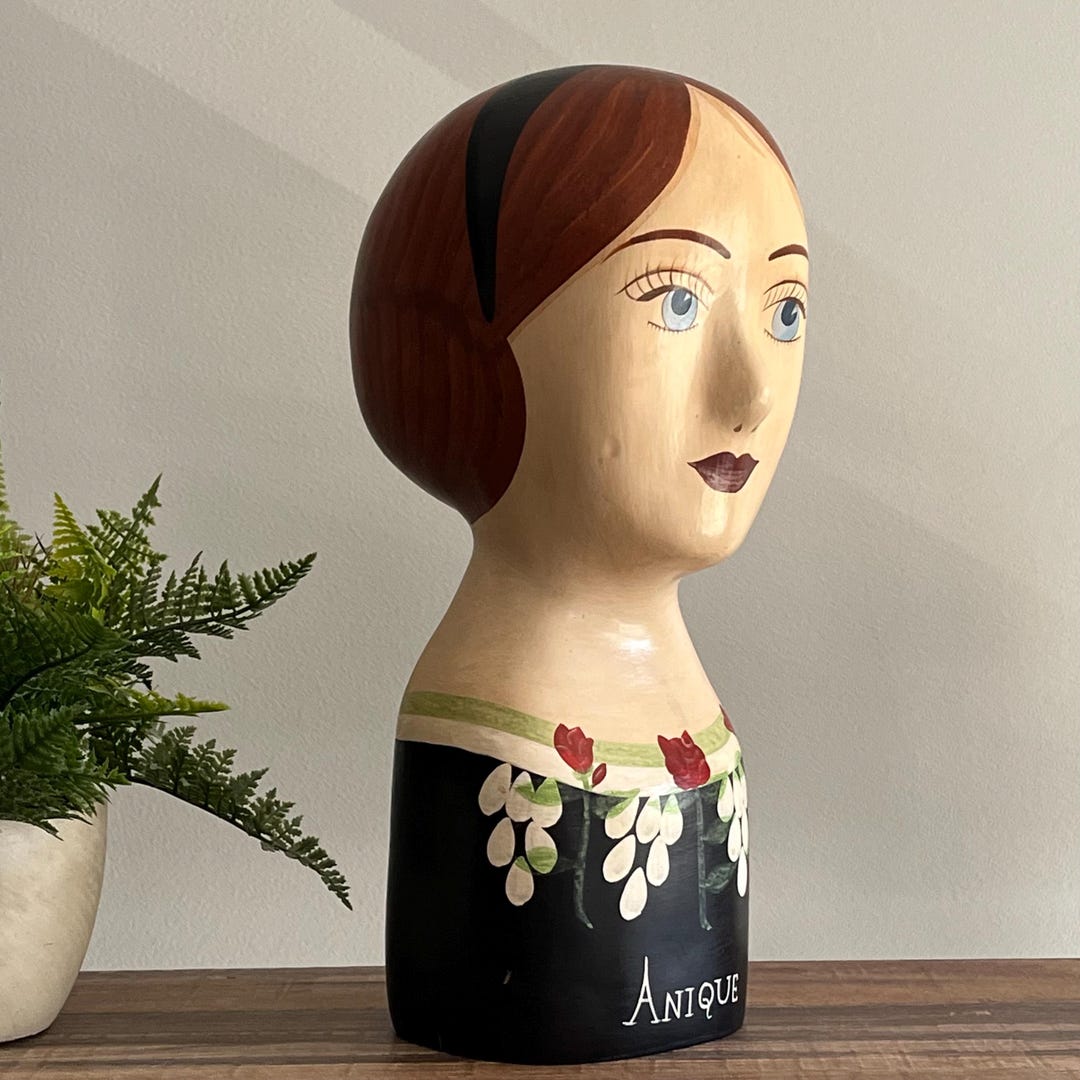 Vintage Hand Painted Mannequin Head - Decorative Hat Stand or Wig ...