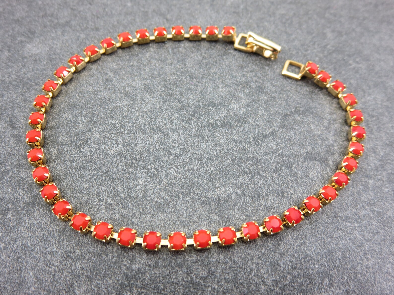 Red Rhinestone Bracelet Costume Jewelry Single Strand - Etsy