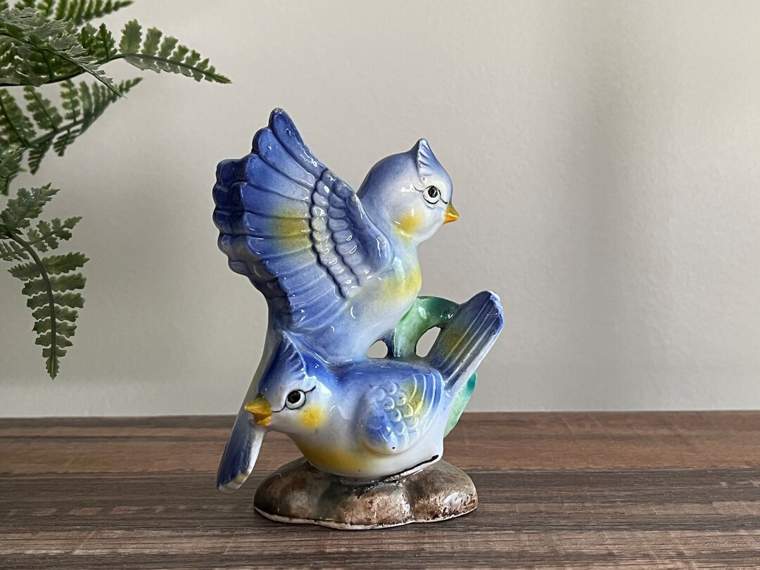 Vintage Porcelain Blue Birds Figurine - Napco Lefton 1950s Era - Etsy