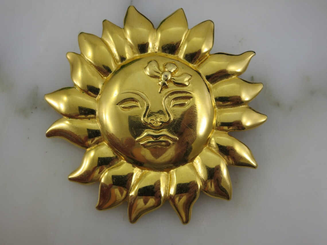 Vintage MMA Gold Sun Brooch MMA Jewelry Gold Tone | Etsy