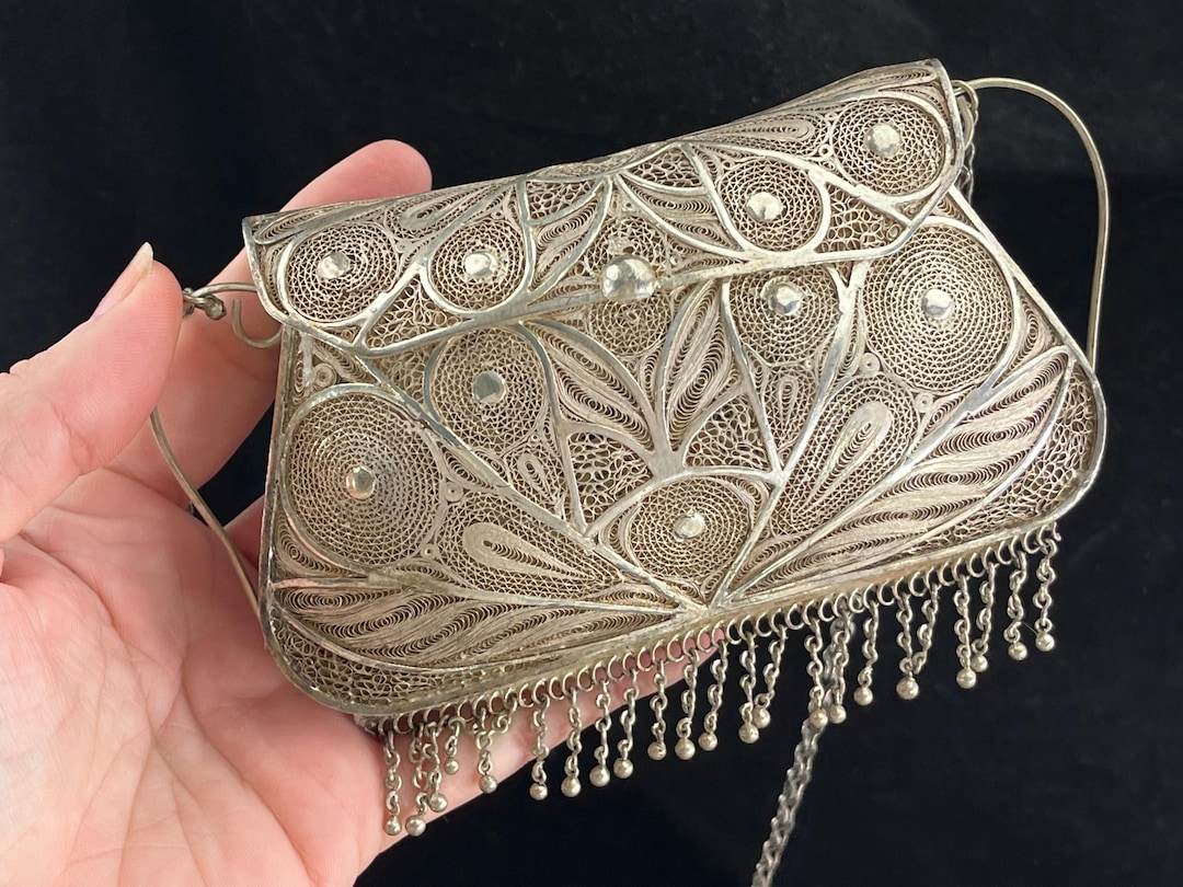 Vintage Sterling Silver Filigree Purse - Etsy