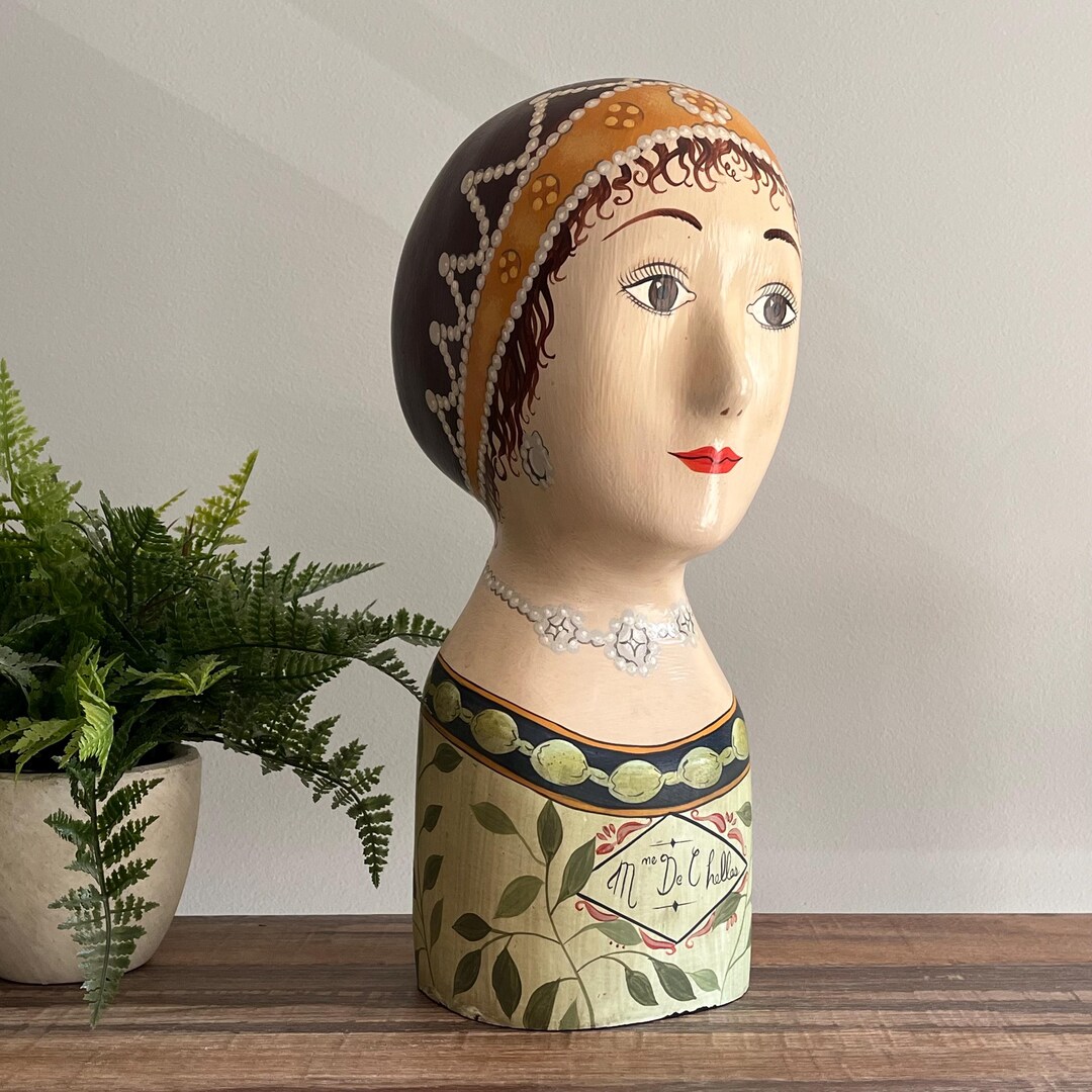 Vintage Hand Painted Mannequin Head - Decorative Hat Stand or Wig ...