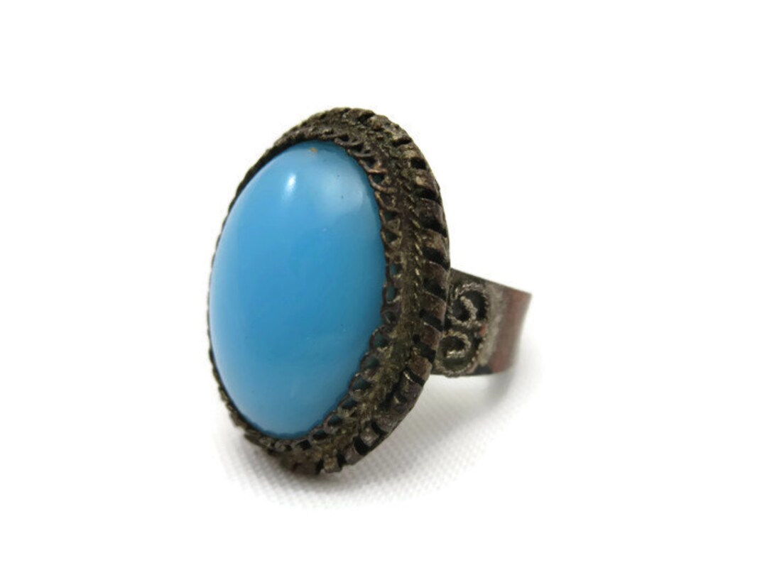 Chinese Turquoise Glass Ring Export, Robins Egg Blue, Adjustable ...