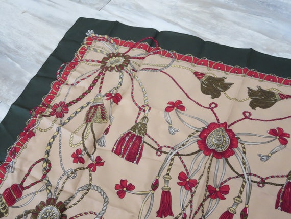 Vintage Classic Square Scarf Rope and Tassels Preppy Green | Etsy